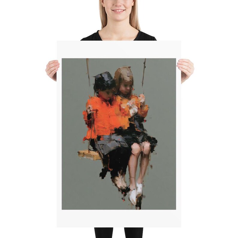 Two Children on a Swing , Posters, Poster Print, Wall Art Decor, Prints ...