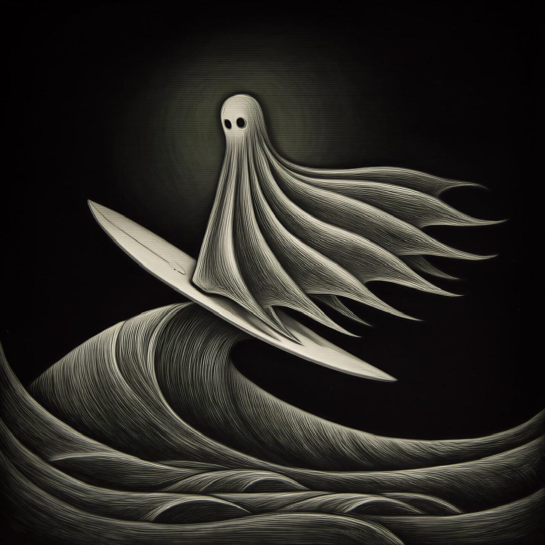 Printable - SURFING GHOST .1 - Digital Download - Scalable to Various ...