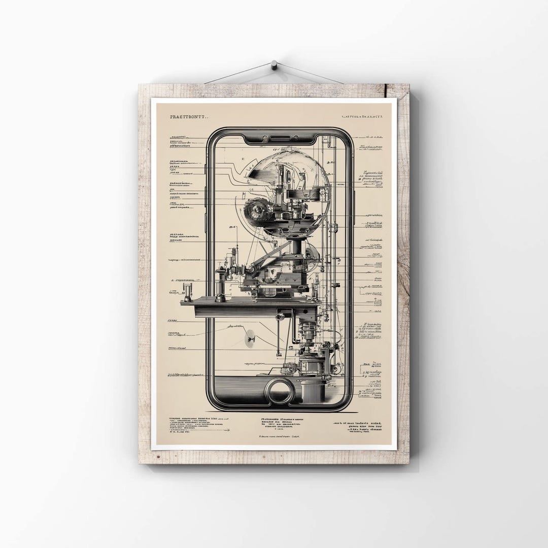 Steampunk Smartphone Print – Mechanical Schematic Art (digital Download ...