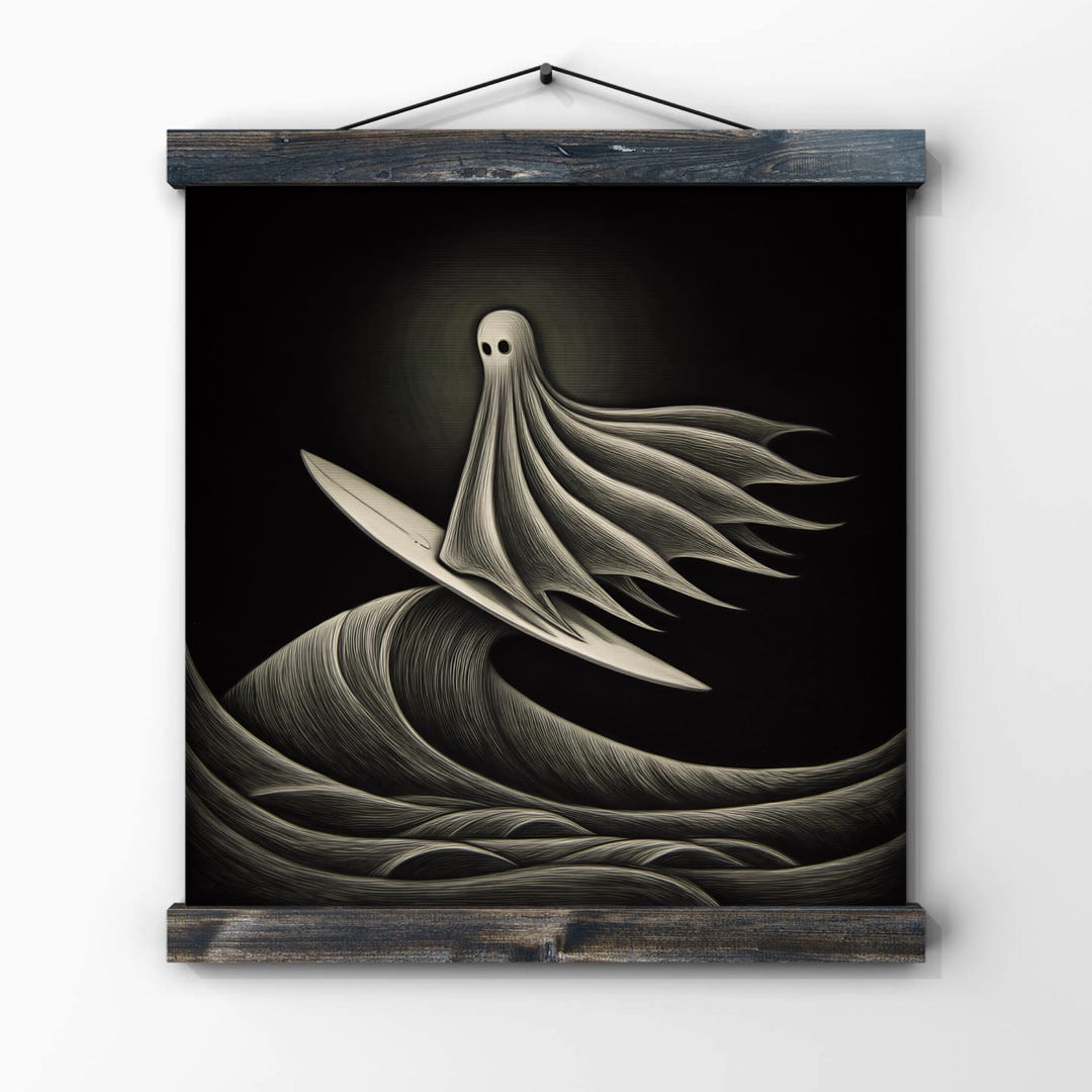 Surfing Ghost Art Print – Spooky Wave Rider (digital Download) - Etsy