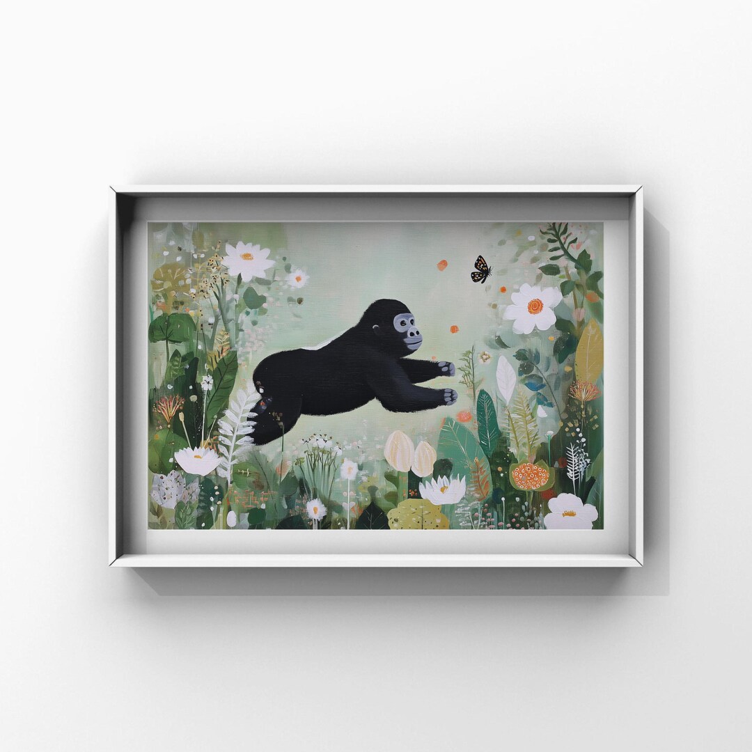 Printable - GORILLA CHASING a BUTTERFLY - Digital Download - Scalable ...