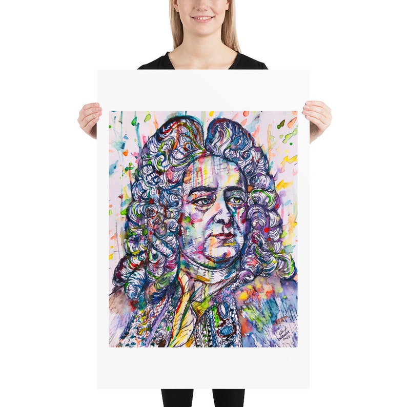 GEORGE Frideric HANDEL Watercolor & Ink Portrait - POSTER - Various ...