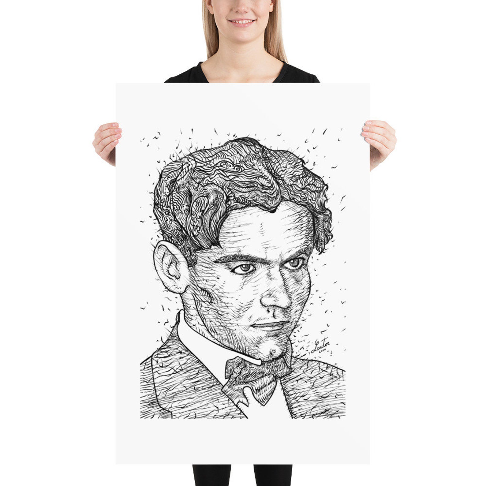 FEDERICO GARCIA LORCA Ink Portrait - Poster - Various Sizes Available ...