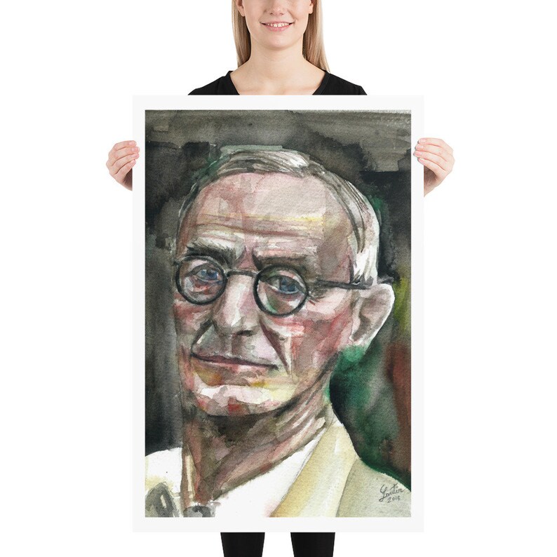 HERMANN HESSE Watercolor Portrait POSTER Various Sizes - Etsy