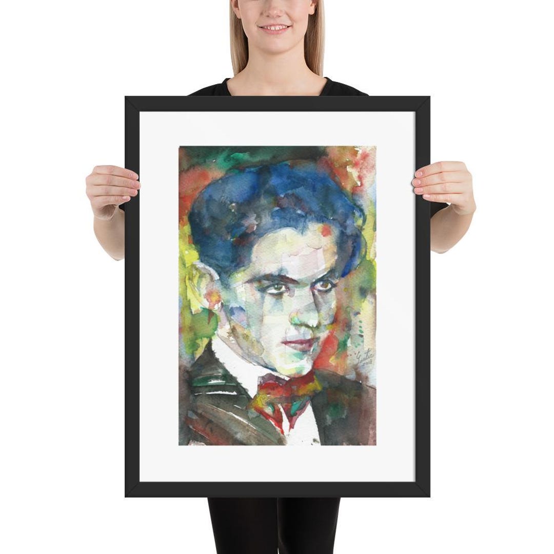 FEDERICO GARCIA LORCA Watercolor Portrait - Framed Poster - Various ...