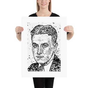F. SCOTT FITZGERALD Ink Portrait - POSTER - Various Sizes! Art Print ...