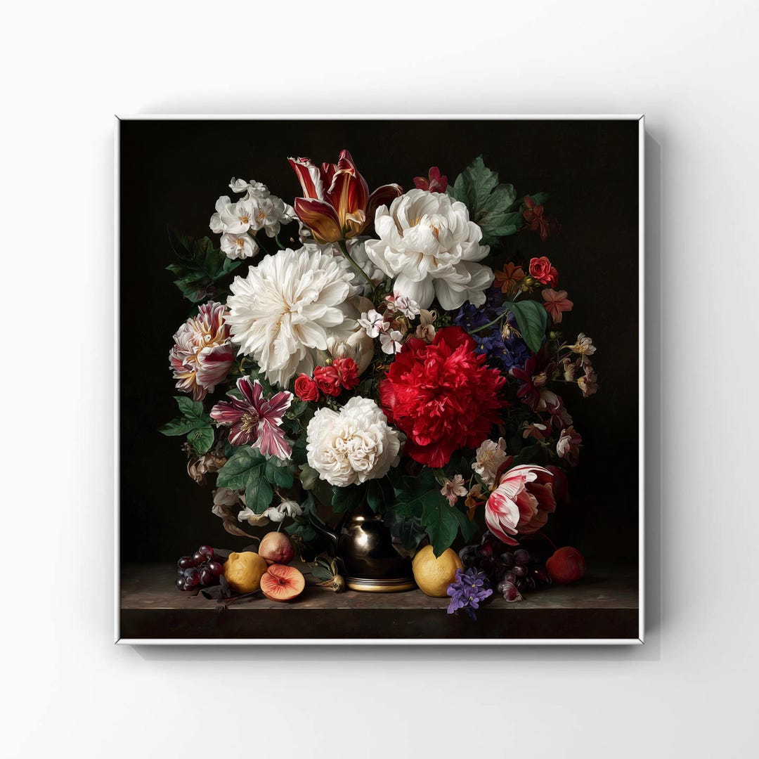Floral Still Life Print – Peonies, Tulips, Wildflower Bouquet (digital ...