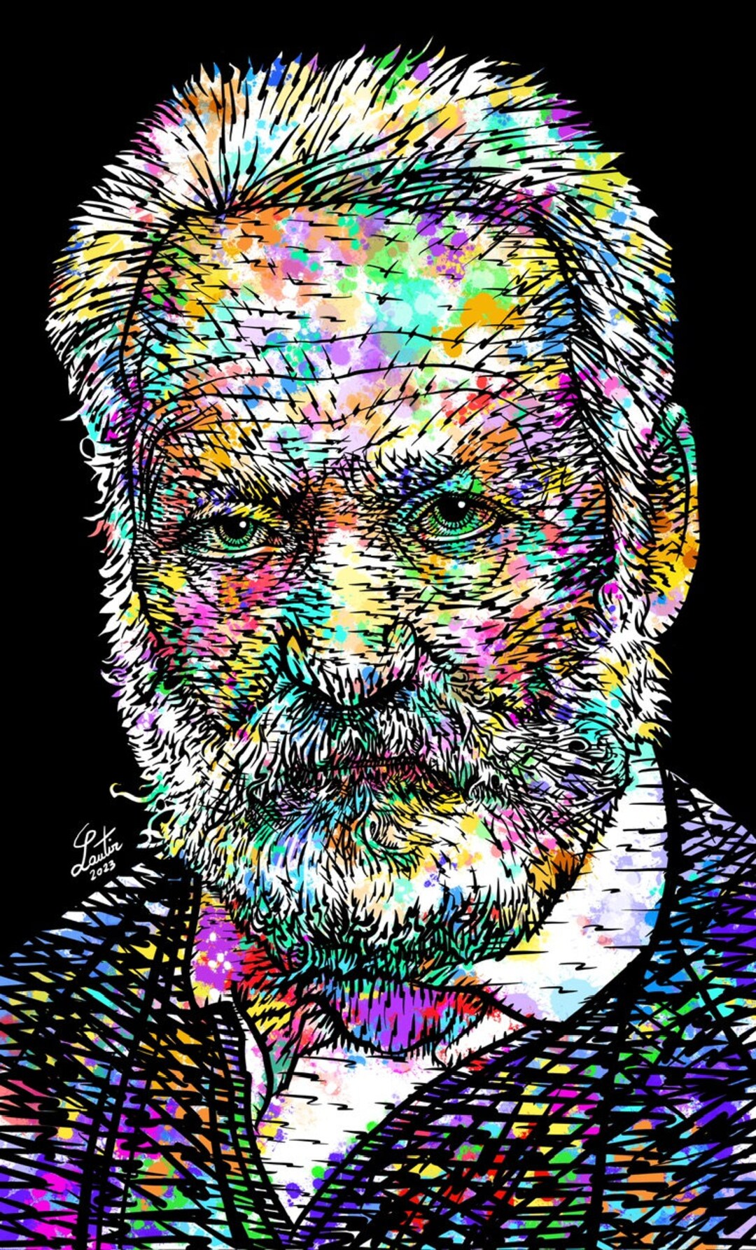 VICTOR HUGO Ink and Watercolor Portrait - POSTER - Various Sizes ...