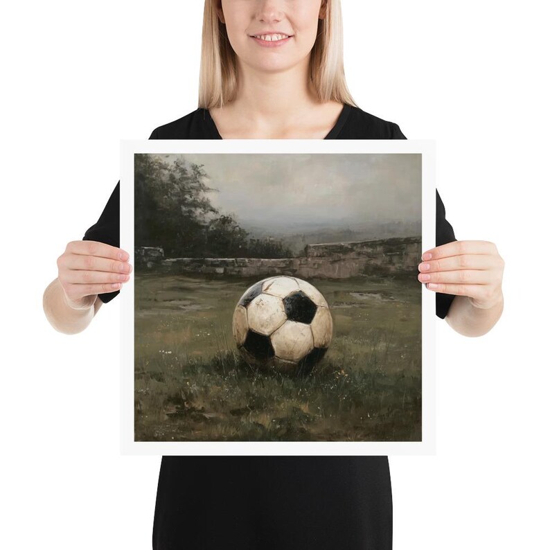 Misty Soccer Ball Field Art Print, Vintage Football Poster - Etsy