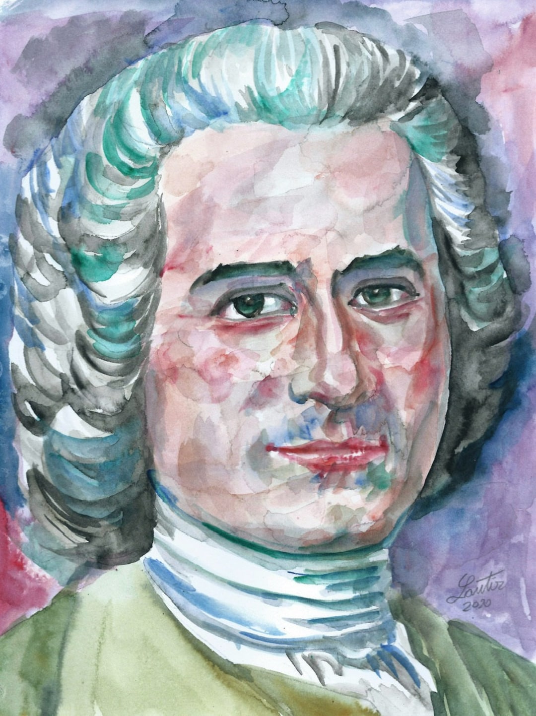 Jean-jacques ROUSSEAU Watercolor Portrait - POSTER - Various Sizes ...