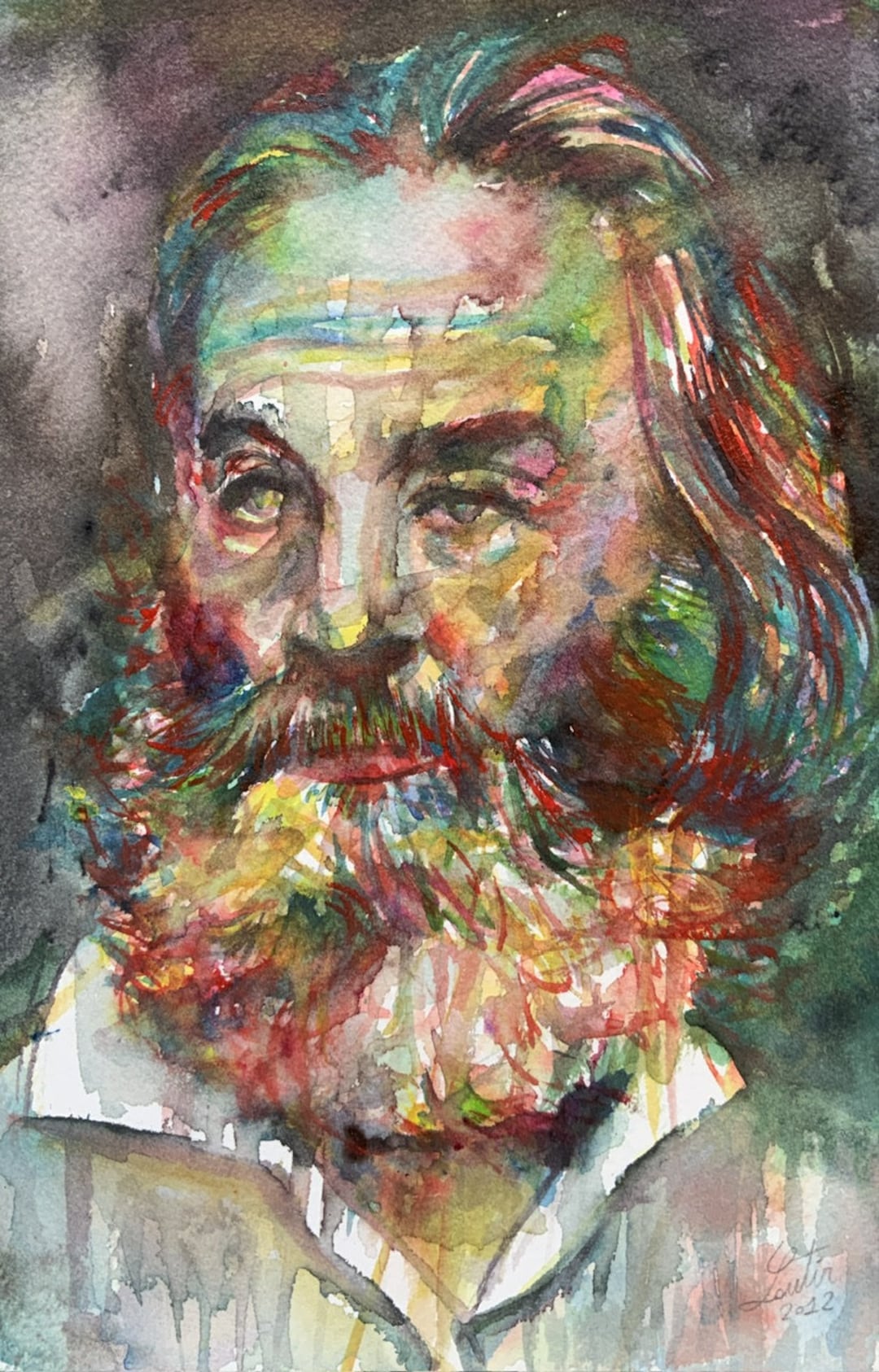 WALT WHITMAN Watercolor Portrait - POSTER - Various Sizes Available ...