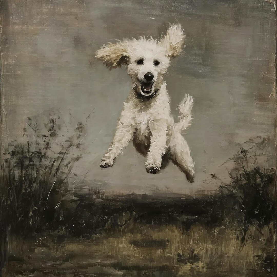 Joyful Leaping Poodle , Posters, Poster Print, Wall Art Decor, Prints ...