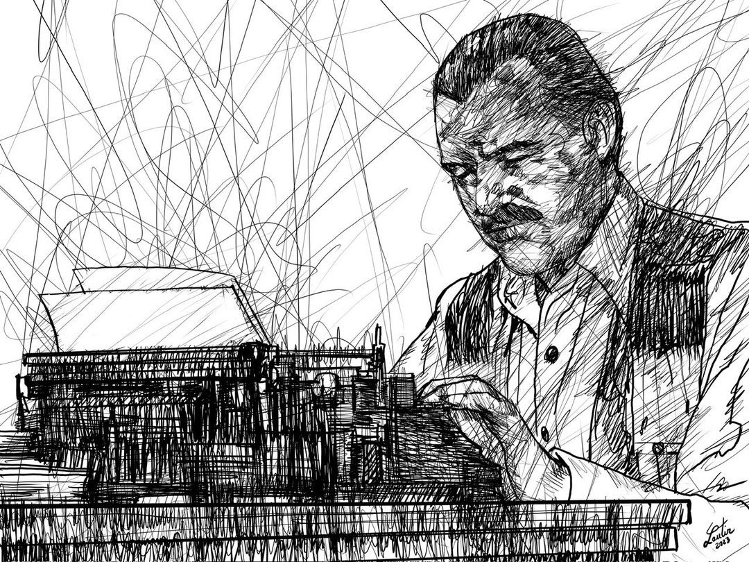 ERNEST HEMINGWAY Ink Portrait - POSTER - Various Sizes Available! Art ...