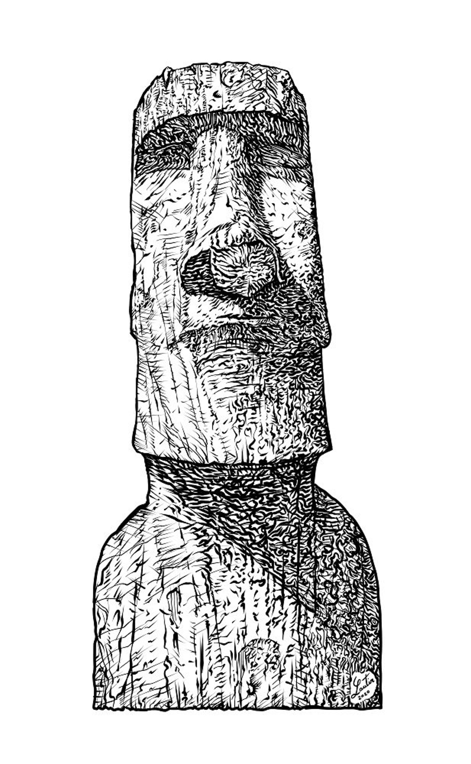 MOAI ink portrait framed POSTER various sizes art print | Etsy