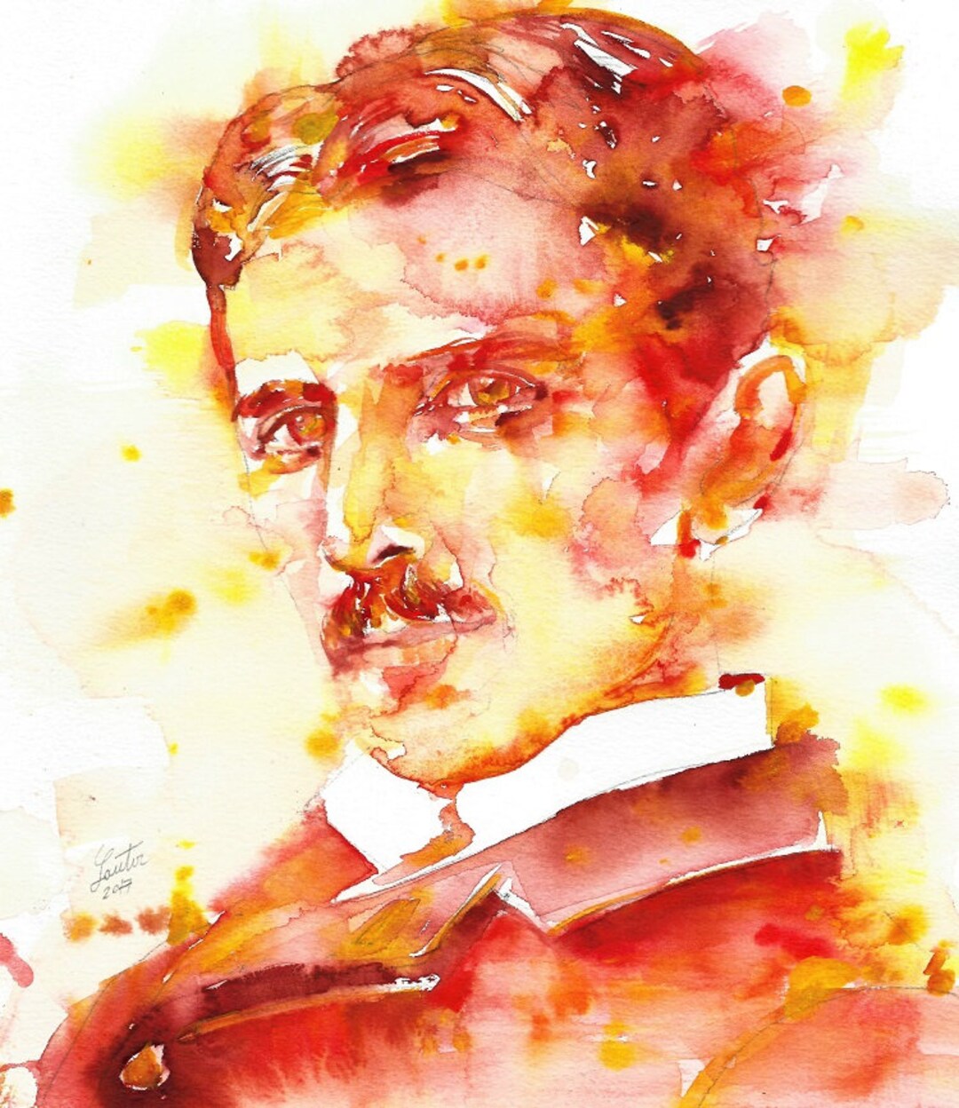 NIKOLA TESLA Watercolor Portrait - POSTER - Various Sizes Available ...