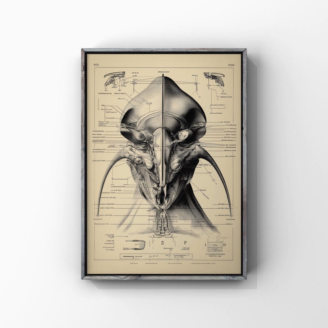 Alien Anatomy Diagram Print | Detailed Morphology, Sci-fi Wall Art ...