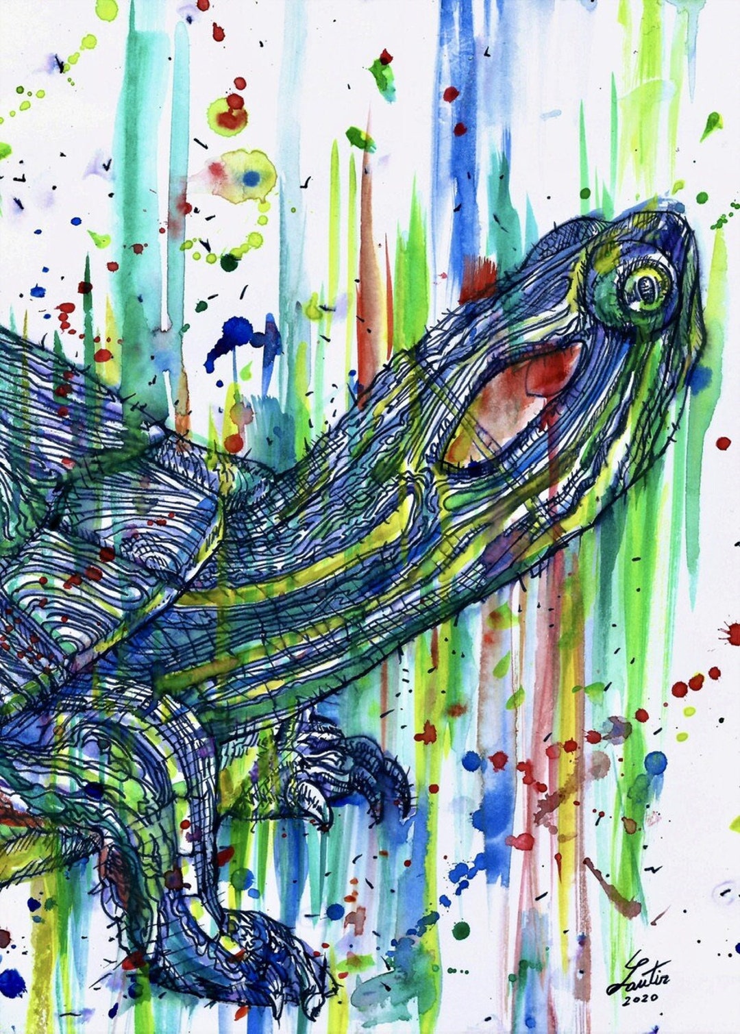 TURTLE - Watercolor and Ink Painting - POSTER - Various Sizes Available ...