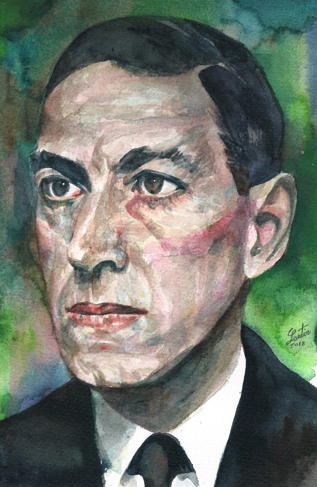 H. P. LOVECRAFT Watercolor Portrait - POSTER - Various Sizes Available ...
