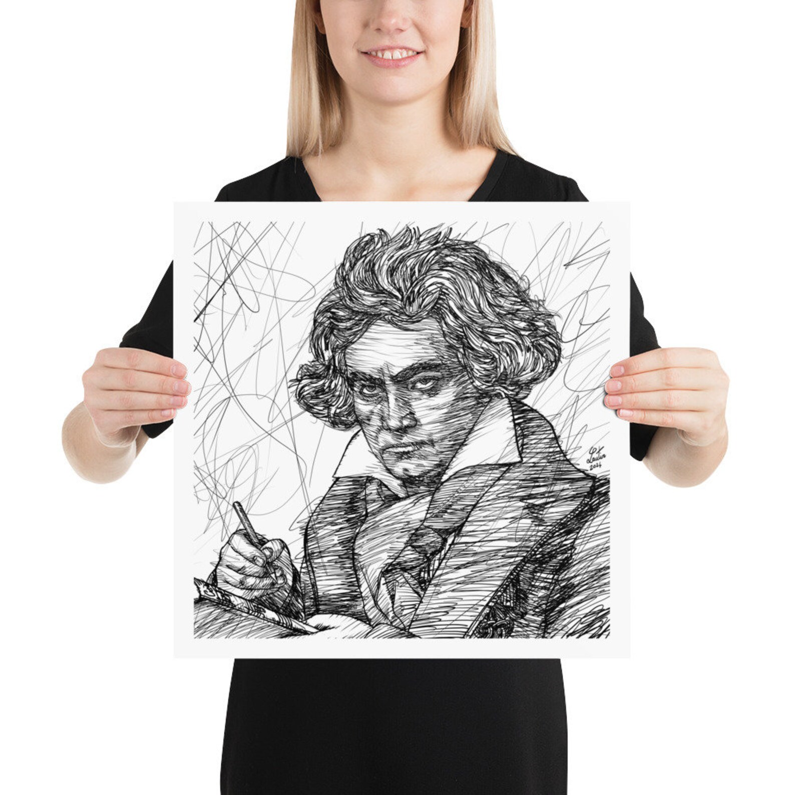 LUDWIG Van BEETHOVEN Ink Portrait - POSTER - Various Sizes Available ...