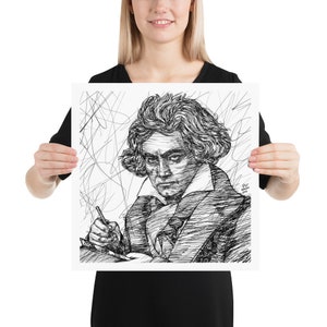 LUDWIG Van BEETHOVEN Ink Portrait - POSTER - Various Sizes Available ...