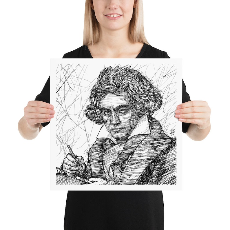 LUDWIG Van BEETHOVEN Ink Portrait - POSTER - Various Sizes Available ...
