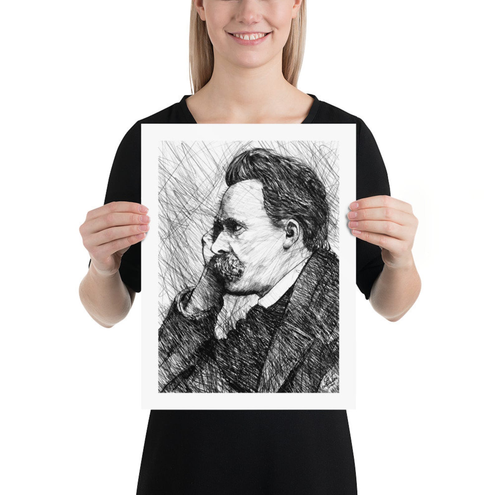 FRIEDRICH NIETZSCHE Black and White Pencil Portrait POSTER - Etsy