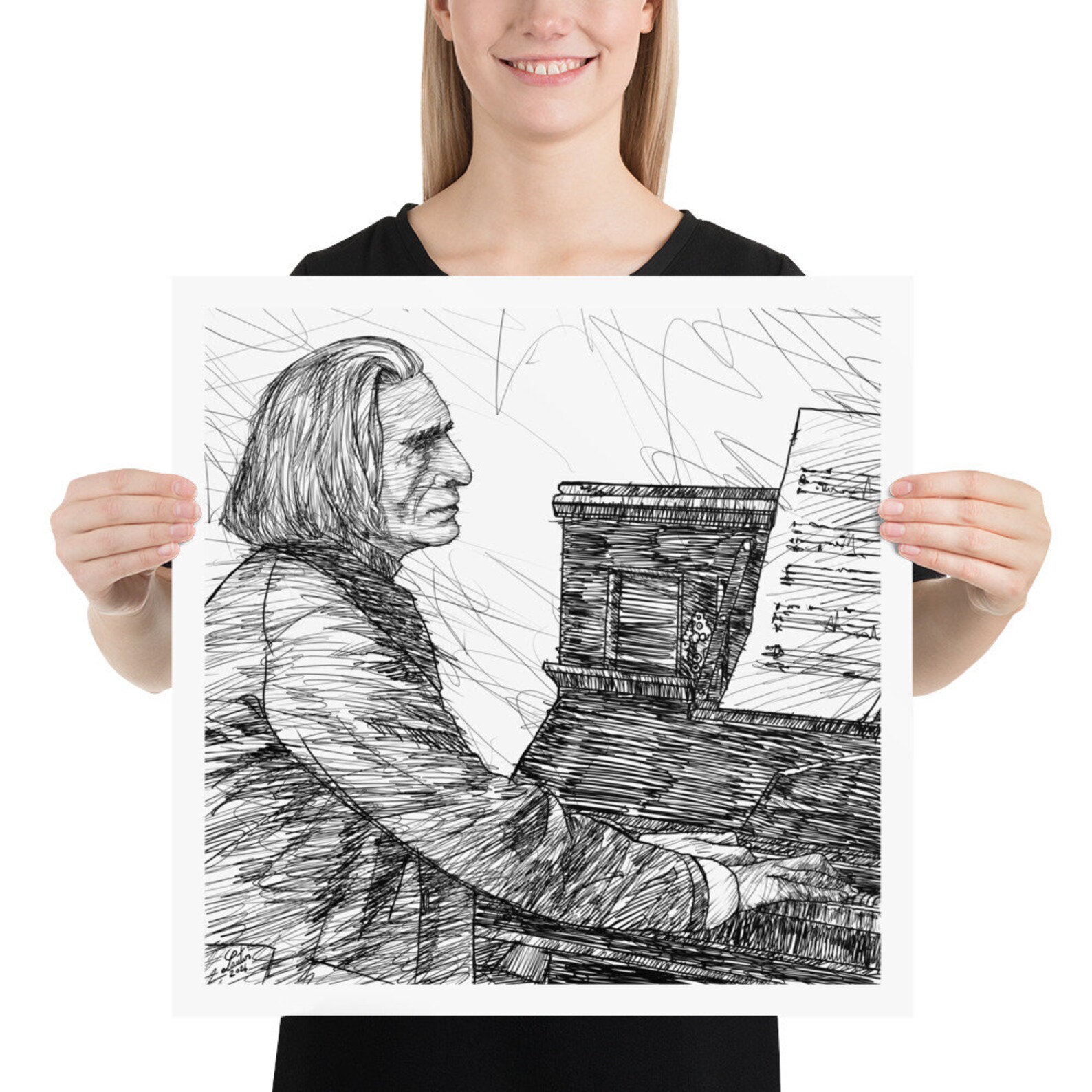 FRANZ LISZT Ink Portrait - POSTER - Various Sizes Available! Print ...