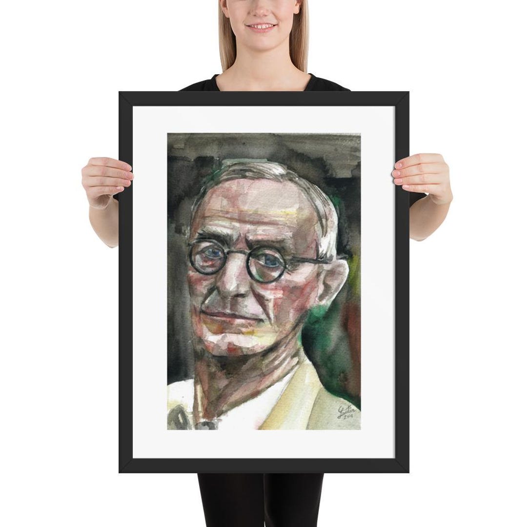 HERMANN HESSE Watercolor Portrait - FRAMED Poster - Various Sizes! Art ...