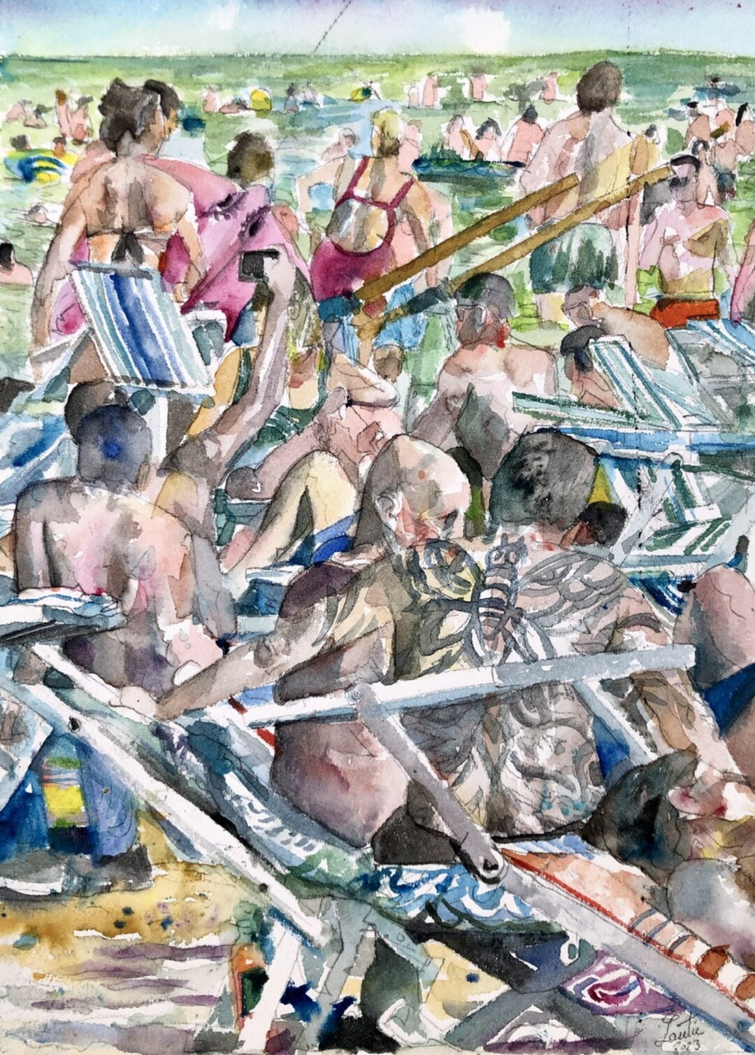 BEACH SENSATIONS .2 - Watercolor Painting - POSTER -various Sizes ...