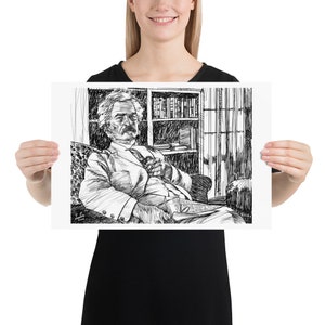 MARK TWAIN Ink Portrait - POSTER - Various Sizes Available! Art Print ...