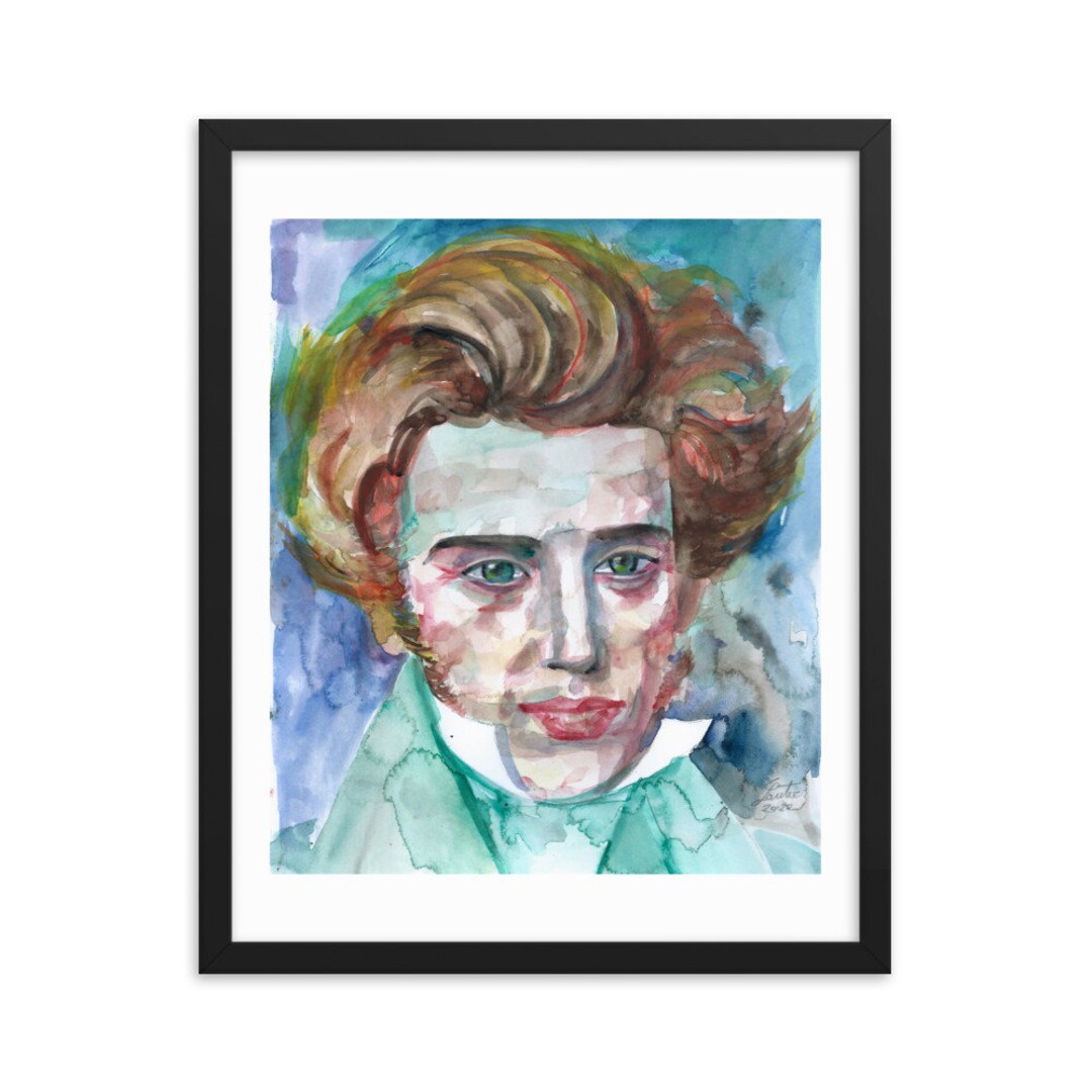 SOREN KIERKEGAARD Watercolor Portrait - FRAMED Poster Ready to Hang ...
