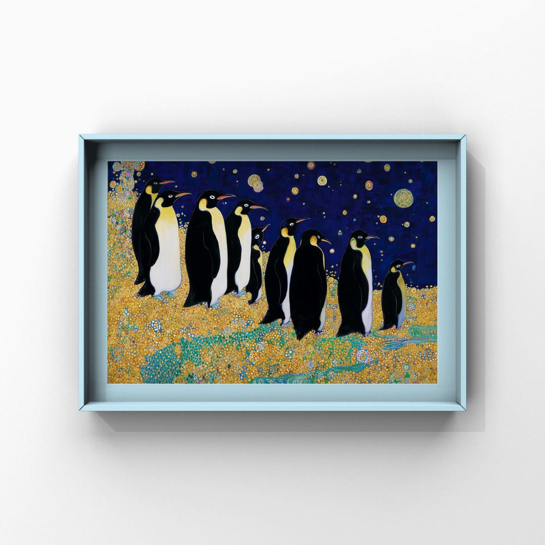 Penguin Seascape Print – Starry Night Ocean Scene (digital Download) - Etsy