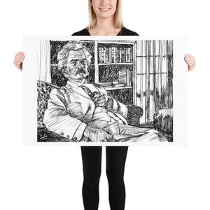 MARK TWAIN Ink Portrait - POSTER - Various Sizes Available! Art Print ...
