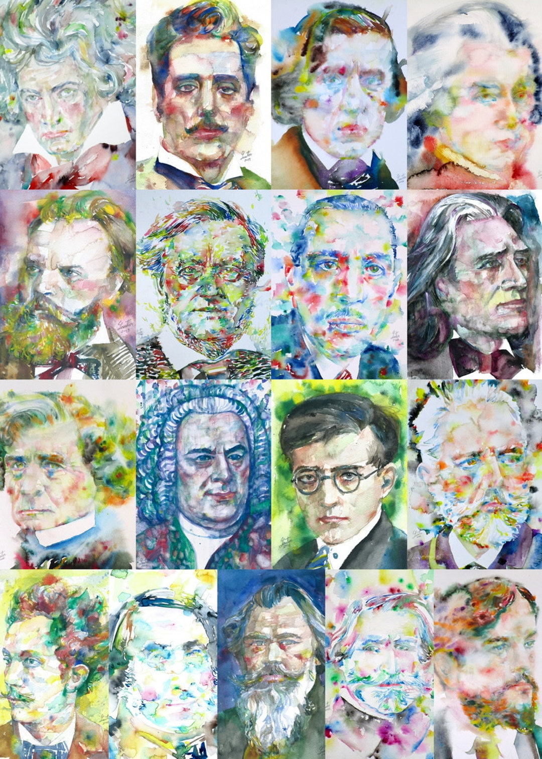 SEVENTEEN Great COMPOSERS - Collage POSTER Painting - Various Sizes ...