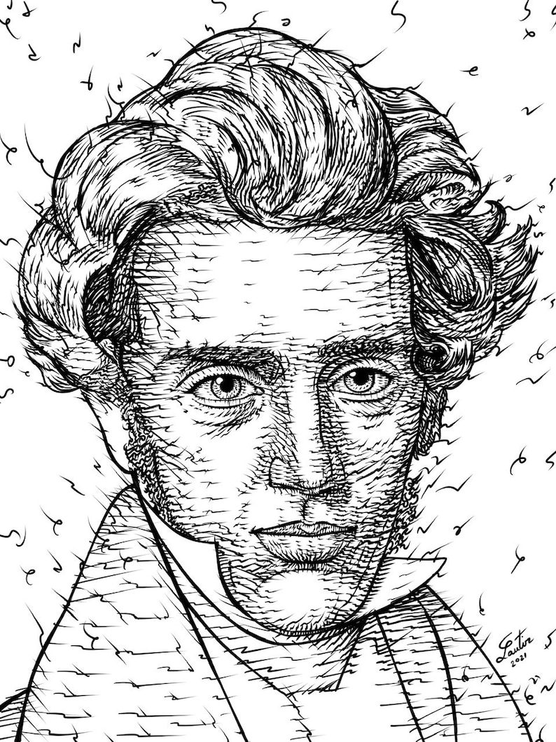 SOREN KIERKEGAARD Ink Portrait - Poster - Various Sizes Available! Art ...