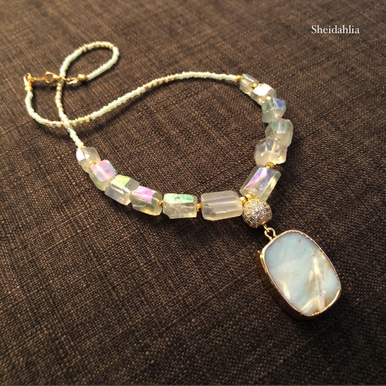 Beautiful Iridescent Quartz Necklace With Rainbow Glow. Pretty Gift ...