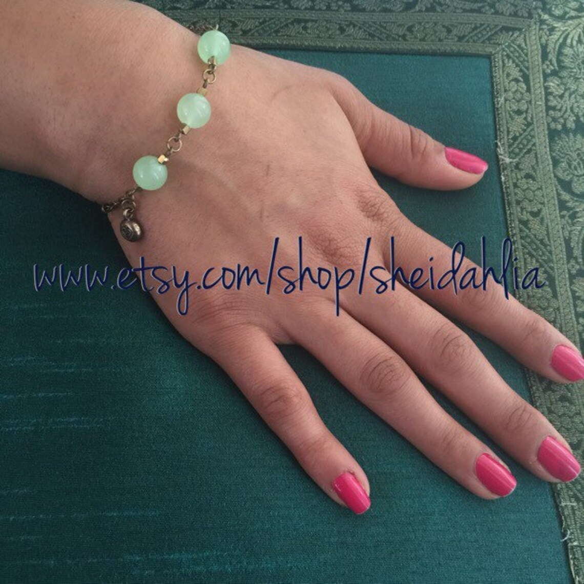 Green Bracelet Green Stone Beaded Stone Bracelet Chain - Etsy