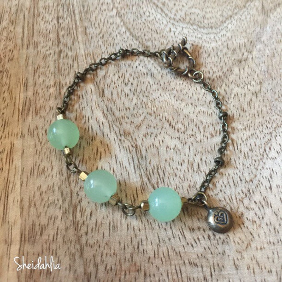 Green Bracelet Green Stone Beaded Stone Bracelet Chain - Etsy