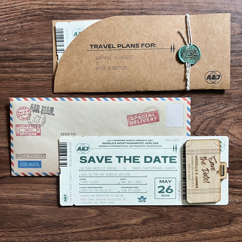 Vintage Boarding Pass Save the Date TEMPLATE - Etsy
