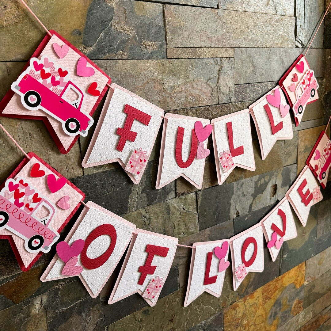 Valentines Day Full of Love Banner Valentines Day Wall Decorations Love ...