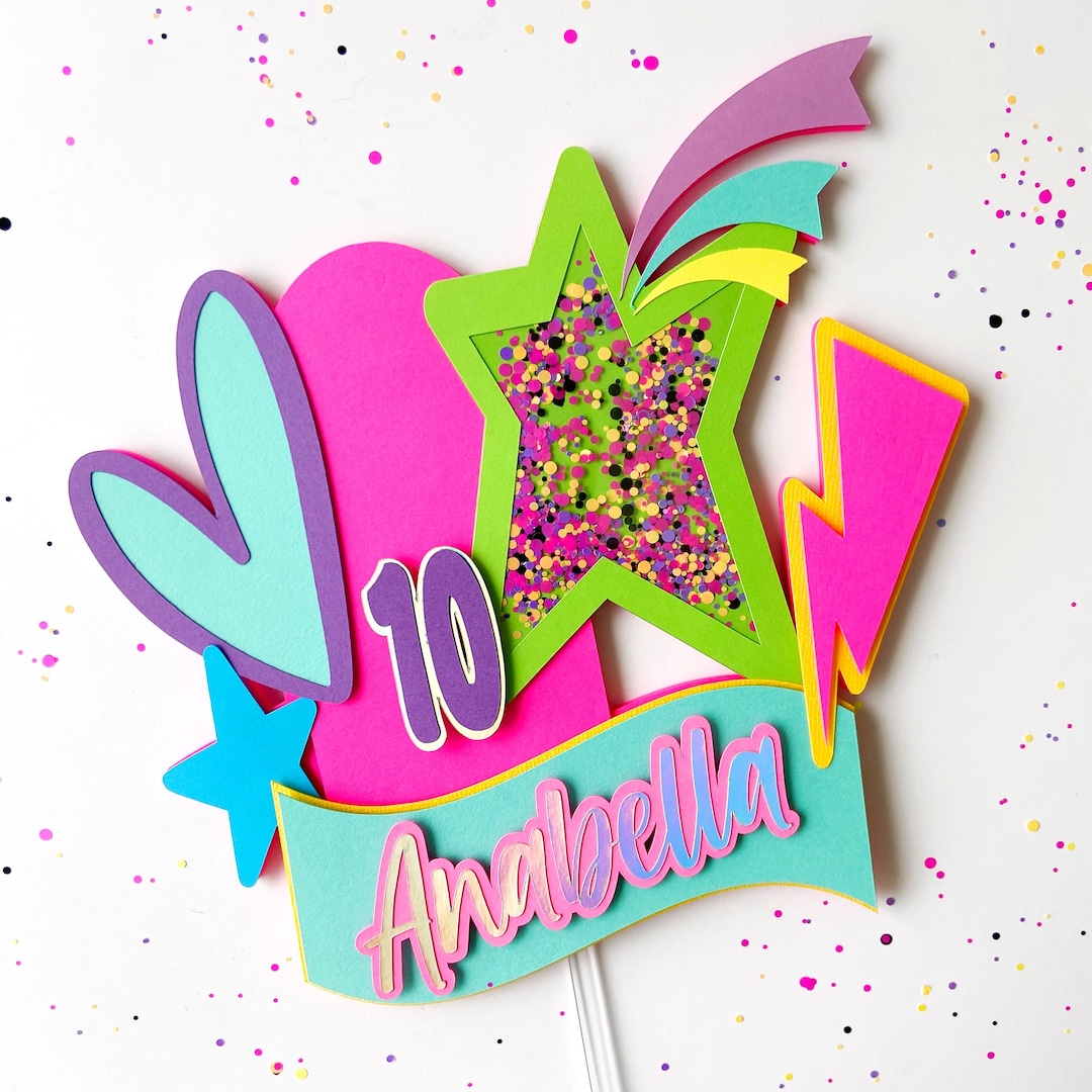 Neon Cake Topper, Neon Theme Party Decorations, Neon Glow Personalized ...