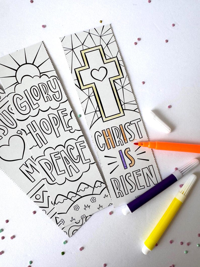 Christian Easter Coloring Bookmark Kit for Kids Church Easter Favors ...