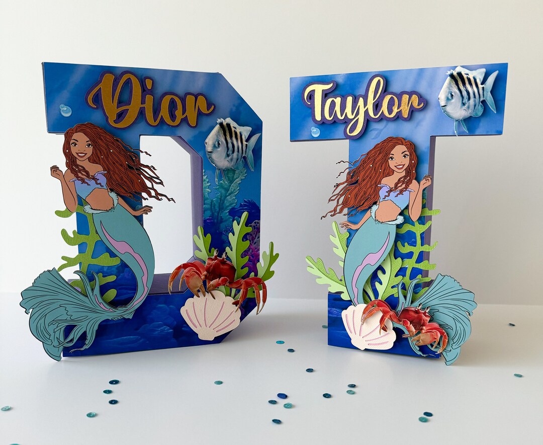Little Mermaid 3D Letter New Little Mermaid Birthday Party Decorations ...