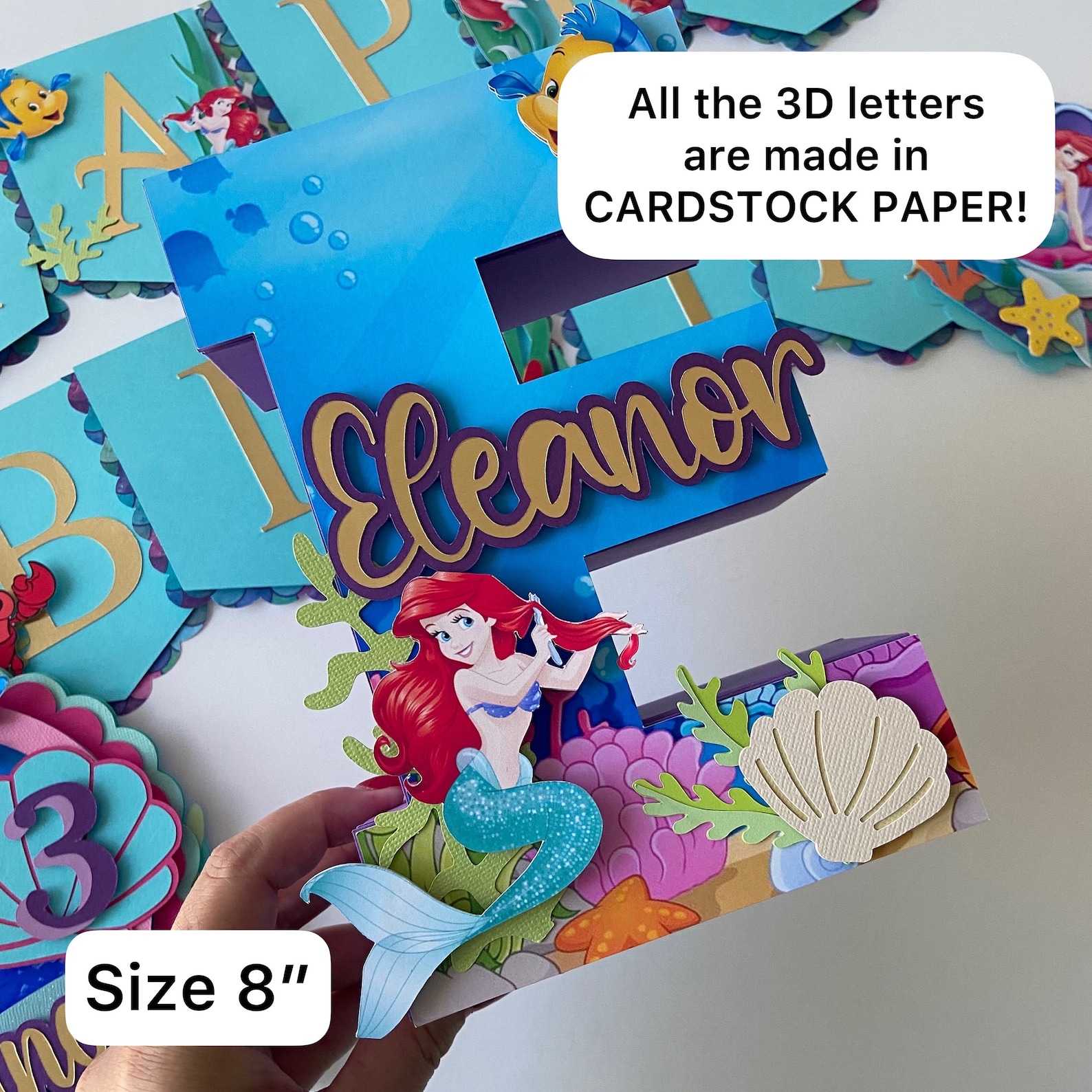 Little Mermaid 3D Number or Letter Ariel Mermaid Party Decor Little ...