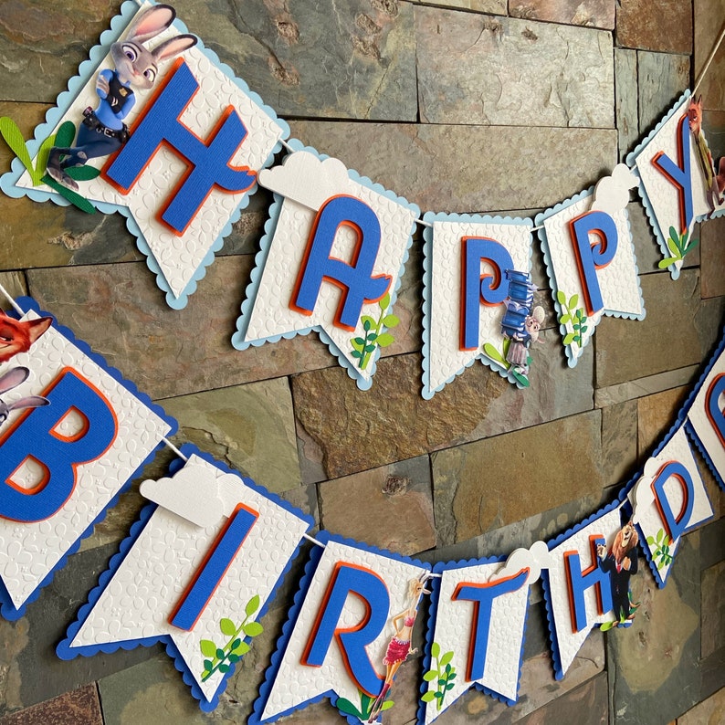 Zootopia Happy Birthday Banner Zootopia Party Decorations - Etsy