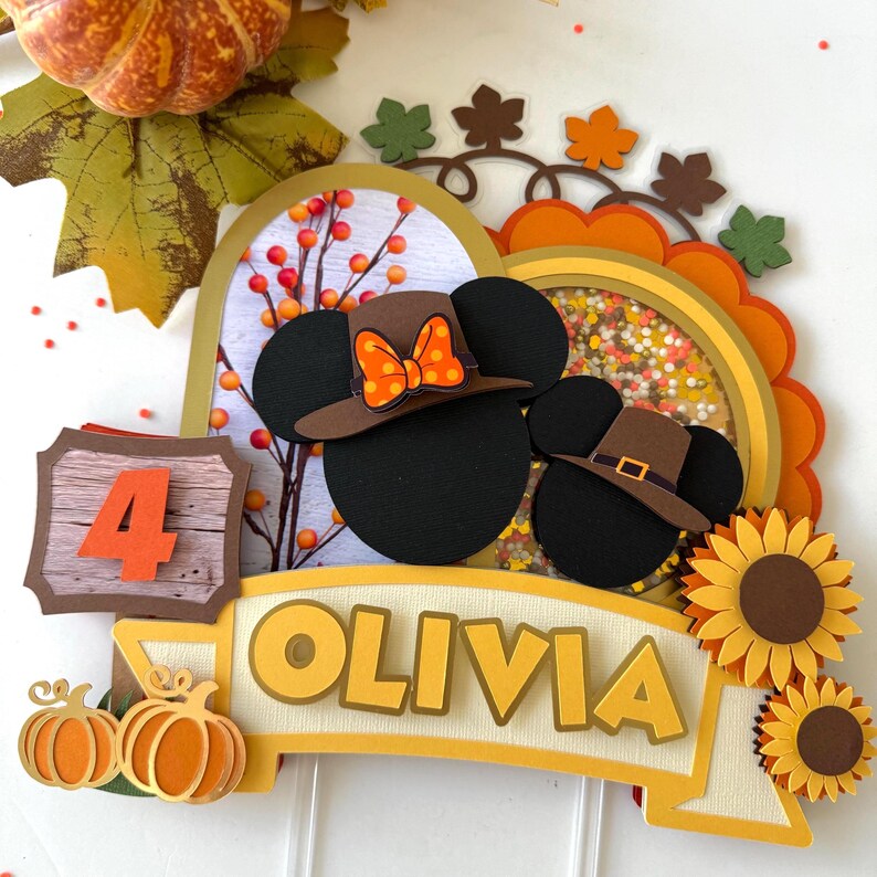 Mickey Mouse Fall Cake Topper, Thanksgiving Theme Party Decorations ...