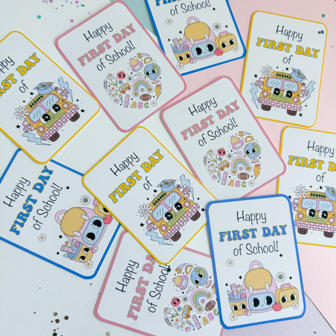 Retro First Day of School Cards: Glossy Classroom Gifts - Etsy