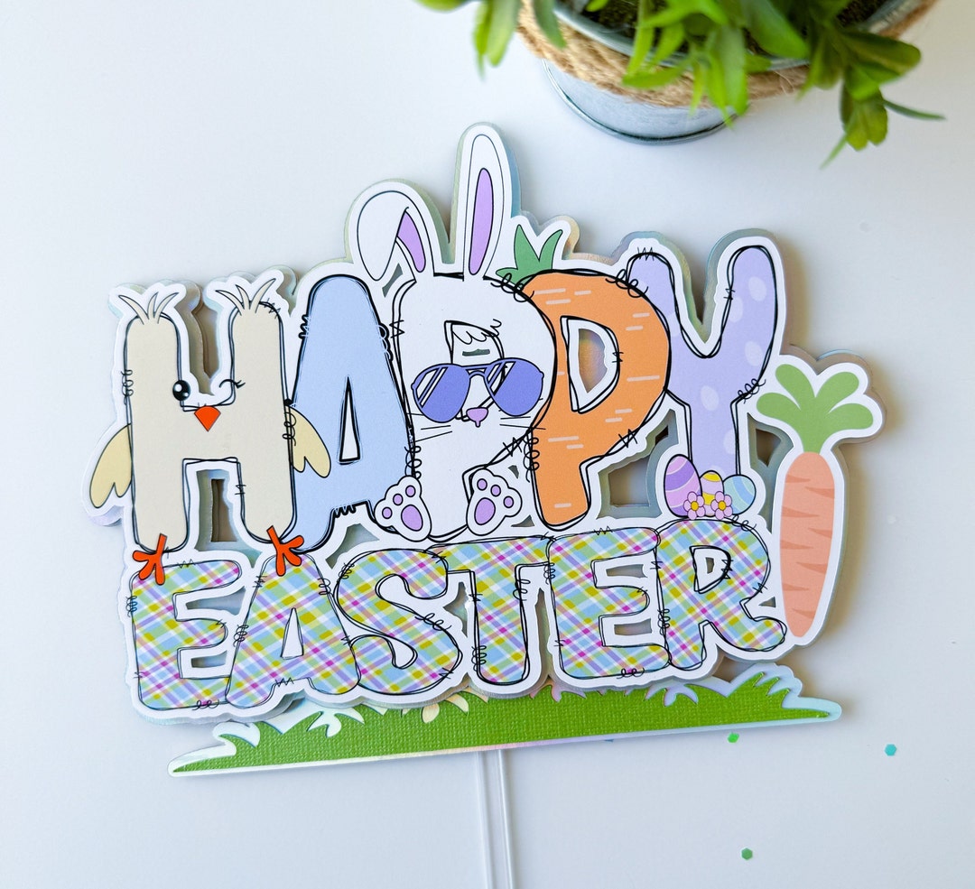 Easter Cake Topper Happy Easter Cake Topper Easter Party Decorations ...