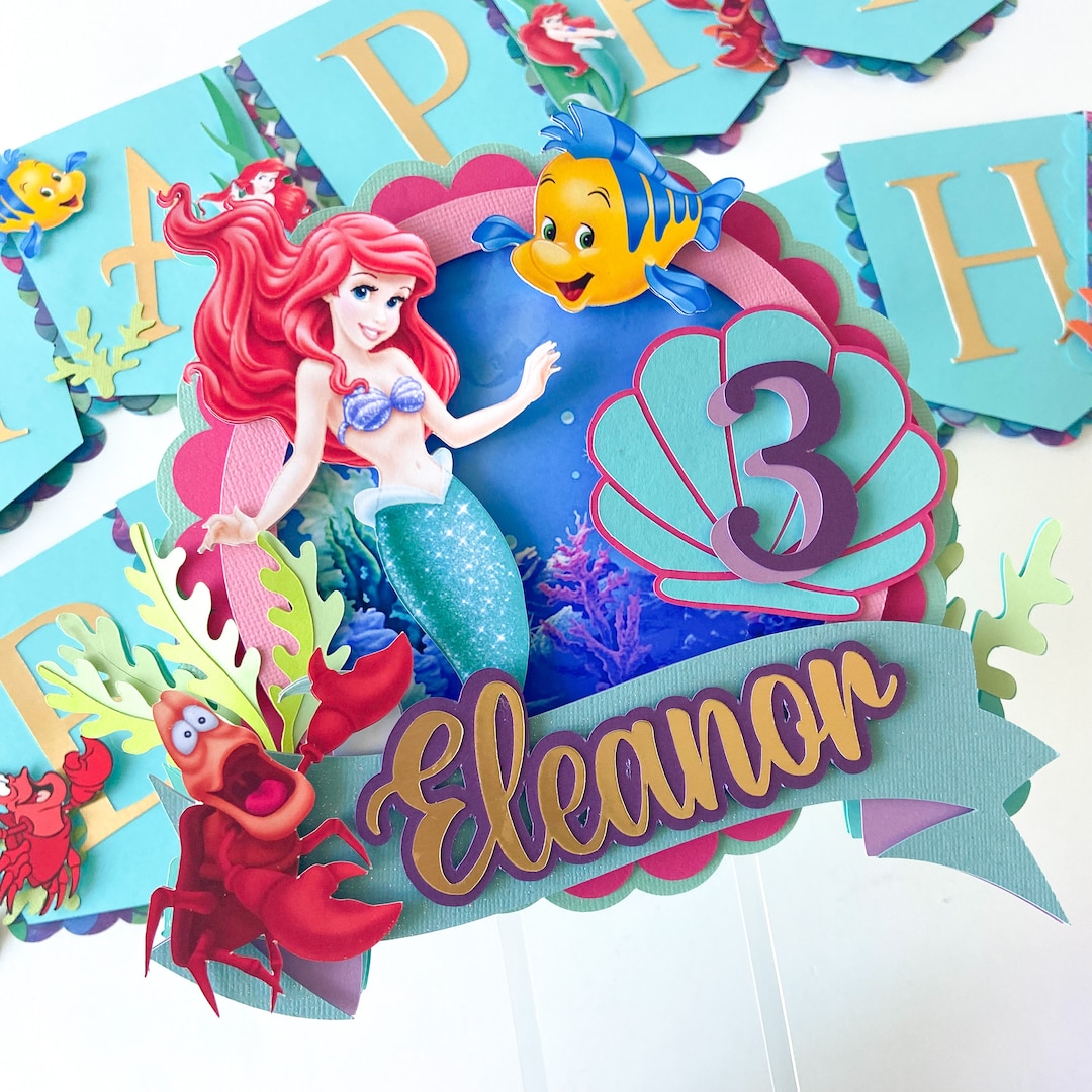 Little Mermaid Cake Topper, Princess Ariel Party Decorations ...