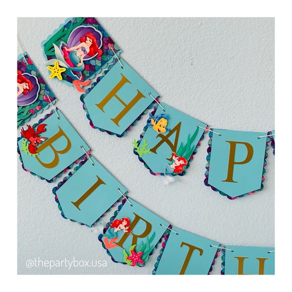 Little Mermaid Birthday Banner, Little Mermaid Birthday Party ...